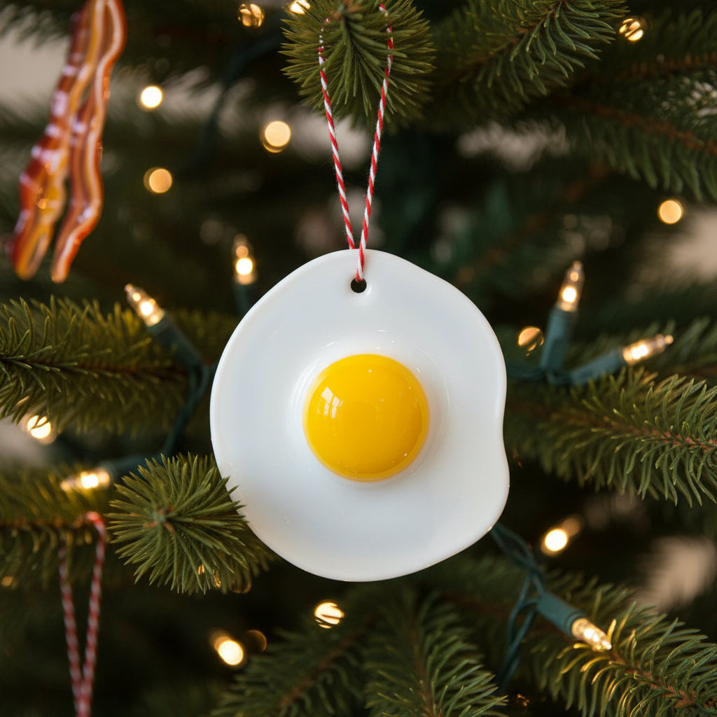Large Fried Egg Glass Decoration – Lime Tree Design