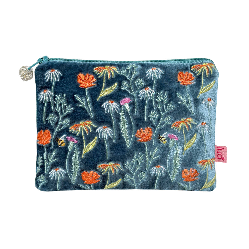 Blue Meadow Velvet Coin Purse – Lime Tree Design