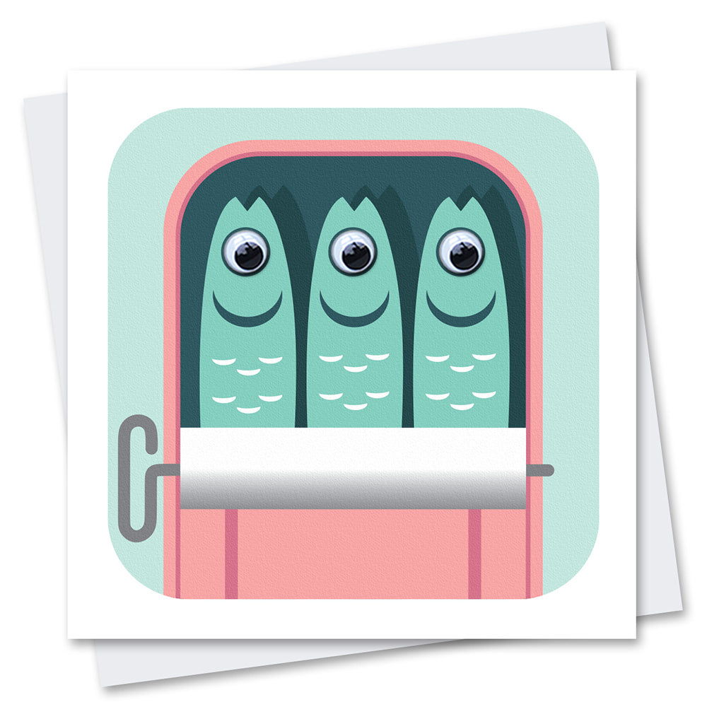 Super Sardines with Googly Eyes Card – Lime Tree Design